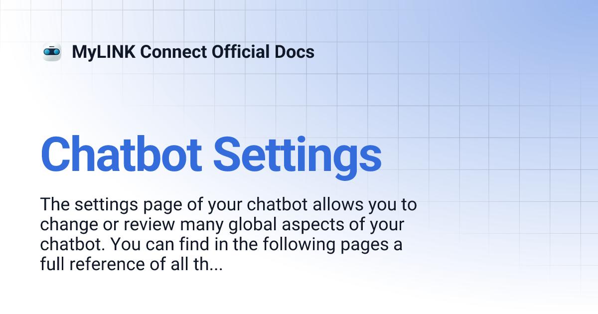 Chatbot Settings | MyLINK Connect Official Docs